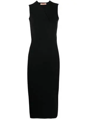 YVES SALOMON Wrapped V-neck Midi Dress