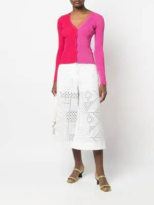 MSGM Embroidered Cotton-blend Culottes