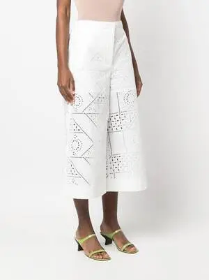 MSGM Embroidered Cotton-blend Culottes