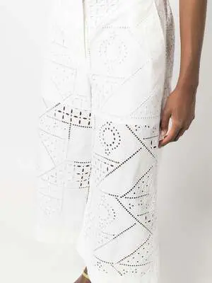 MSGM Embroidered Cotton-blend Culottes