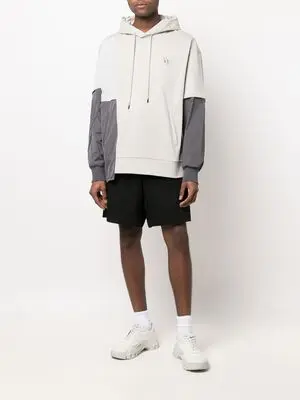 FENG CHEN WANG Logo-embroidered Panelled Hoodie