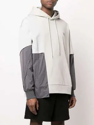 FENG CHEN WANG Logo-embroidered Panelled Hoodie