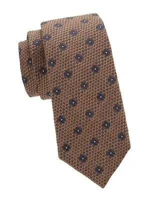 Isaia Medallion Silk Tie Tan