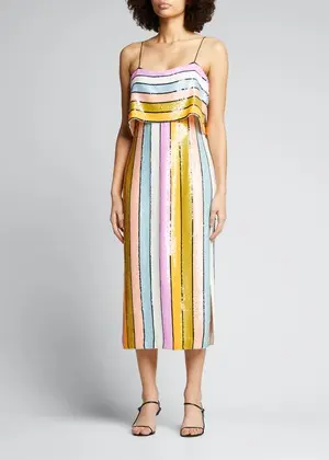 Veronica Beard Ivanna Sequined Midi Dress In Multi - 60% Off | Editorialist
