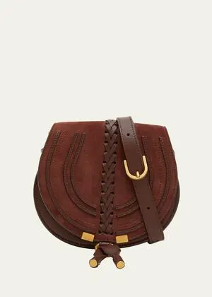 Chloé Marcie Small Suede Saddle Crossbody Bag Red