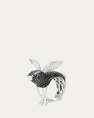 MIO HARUTAKA 18k Diamond Bunny Ring - White Gold
