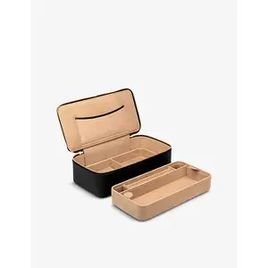 Smythson Panama Cross-grain Leather Jewellery Travel Case - Black