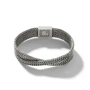 John Hardy Rata Chain Crossover Bracelet 12mm - Silver