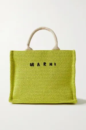 Marni Embroidered Raffia Tote - Green