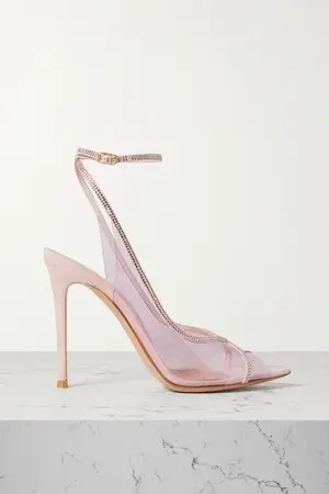 GIANVITO ROSSI Crystelle 105 Embellished Leather-trimmed Pvc Sandals