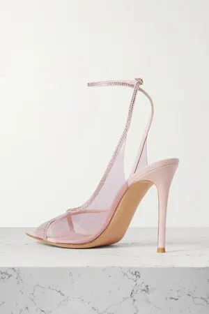 GIANVITO ROSSI Crystelle 105 Embellished Leather-trimmed Pvc Sandals