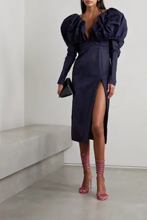 LAQUAN SMITH Faille Halterneck Midi Dress