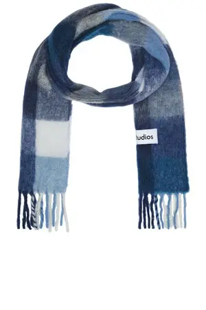 Acne Studios Acne Studios Heavy Scarf In Multi Indigo  Grey  & Light Blue