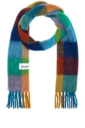 Acne Studios Acne Studios Heavy Scarf In Multi Turquoise  Camel  & Blue