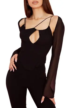 House Of Cb Florian Chiffon Corset Top