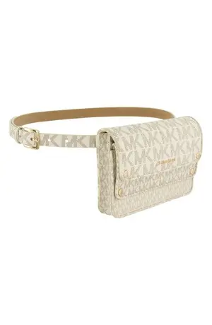 Michael Kors Logo Faux Leather Belt Bag In Vanilla - 25% Off  display picture 3