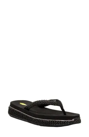 VOLATILE Palau Platform Flip Flop - Black Fabric