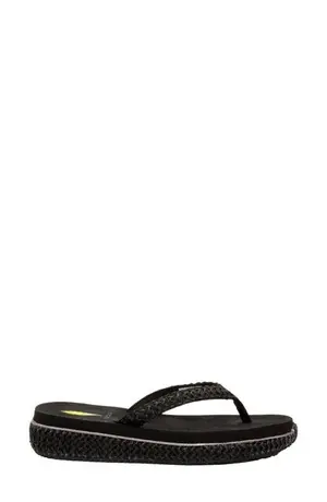 VOLATILE Palau Platform Flip Flop - Black Fabric