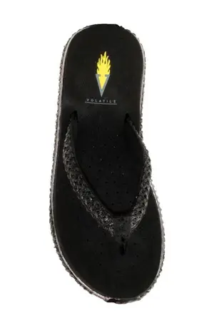 VOLATILE Palau Platform Flip Flop - Black Fabric