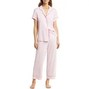 Nordstrom NORDSTROM Moonlight Eco Crop Pajamas Set Pink Daisy
