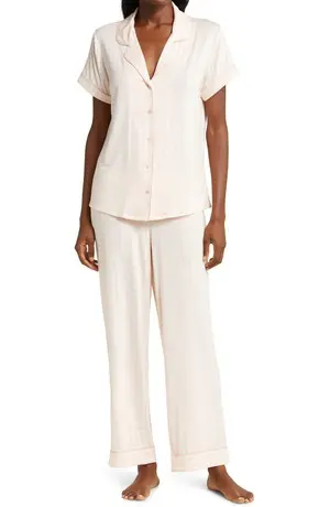 Nordstrom NORDSTROM Moonlight Eco Crop Pajamas Set Pink Seashell Becca Gingham