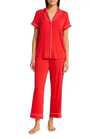 Nordstrom NORDSTROM Moonlight Eco Crop Pajamas Set Red Barbados