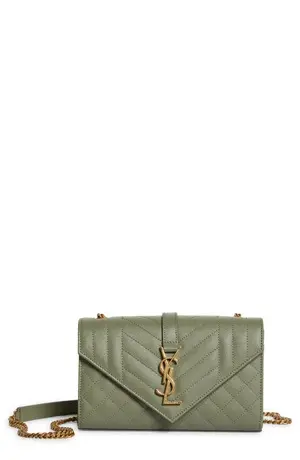 Saint Laurent Saint Laurent Monogram Matelassé Calfskin Shoulder Bag Light Sage