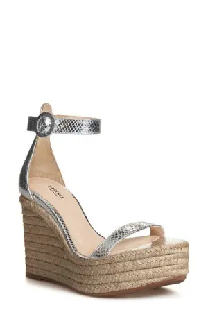 L'Agence Elysee Espadrille Platform Sandal Silver