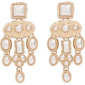 PETIT MOMENTS Dusk Statement Drop Earrings - Gold/pearl