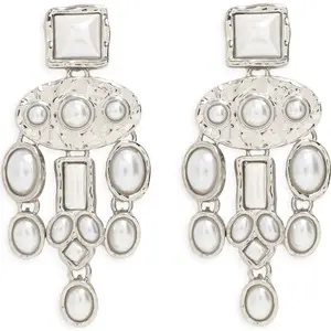 PETIT MOMENTS Dusk Statement Drop Earrings - Silver/pearl