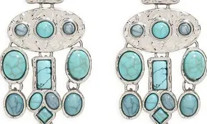 PETIT MOMENTS Dusk Statement Drop Earrings - Silver/turquoise