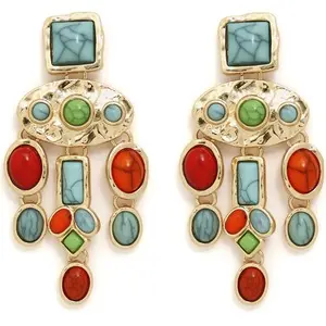 PETIT MOMENTS Dusk Statement Drop Earrings - Turquoise