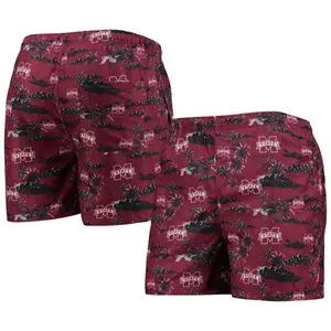 FOCO Mississippi State Bulldogs Island Palm Swim Trunks - Maroon