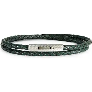 JONAS STUDIO Braided Leather Wrap Bracelet - Green