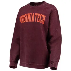 PRESSBOX Virginia Tech Hokies Comfy Cord Vintage Wash Basic Arch Pullover Sweatshirt