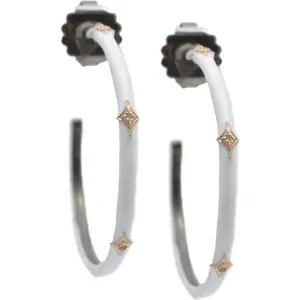 Armenta Crivelli Enamel Diamond Hoop Earrings - White