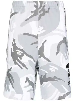 AAPE BY *A BATHING APE Moonface Camouflage Print Cotton Shorts - Grey