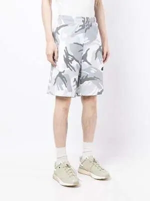 AAPE BY *A BATHING APE Moonface Camouflage Print Cotton Shorts - Grey
