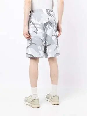 AAPE BY *A BATHING APE Moonface Camouflage Print Cotton Shorts - Grey
