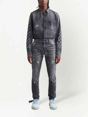Off-White Diag-stripe Distressed Jeans