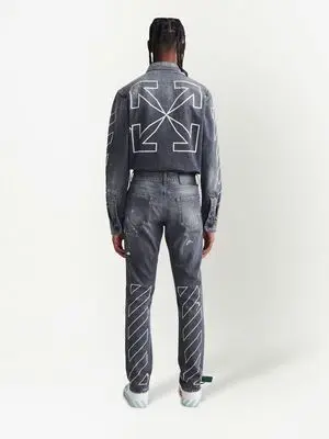 Off-White Diag-stripe Distressed Jeans