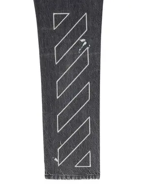Off-White Diag-stripe Distressed Jeans