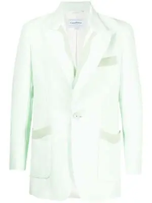 Casablanca Memphis Pinstripe Single Breasted Rib Blazer - Green