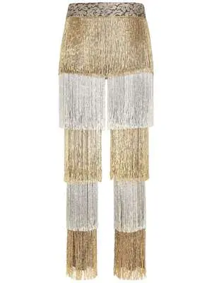 Dolce & Gabbana Beaded Fringing Lace Trousers - Gold