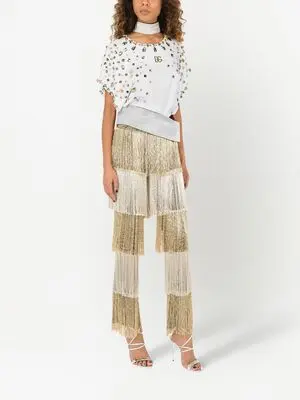 Dolce & Gabbana Beaded Fringing Lace Trousers