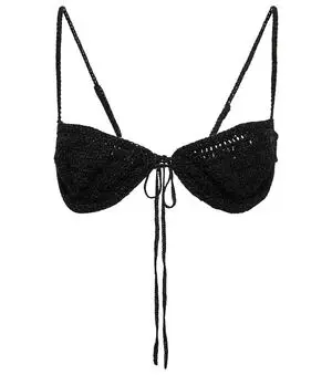 Magda Butrym Crocheted Cotton-blend Bra - Black