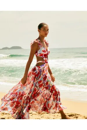 Patbo Violet Cut-Out Beach Dress - Red | Editorialist