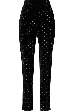 Alexandre Vauthier Glittered Polkadot Velvet Tapered Pants - Black