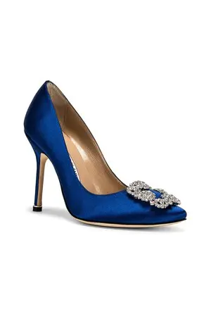 Manolo Blahnik Hangisi Satin Heel - Bright Blue