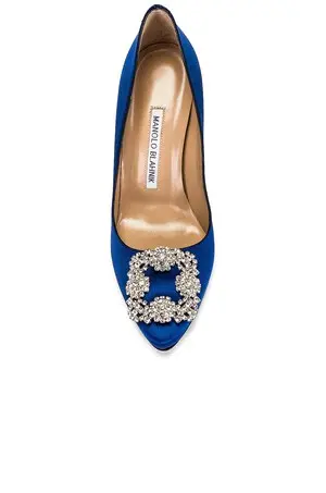 Manolo Blahnik Hangisi Satin Heel - Bright Blue